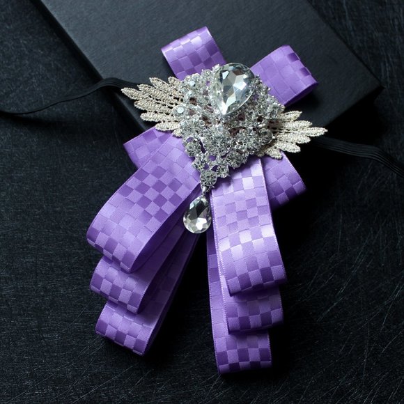 Accessories | Mens Purple Bow Tie Necktie Rhinestone Bow Tie Neck ...